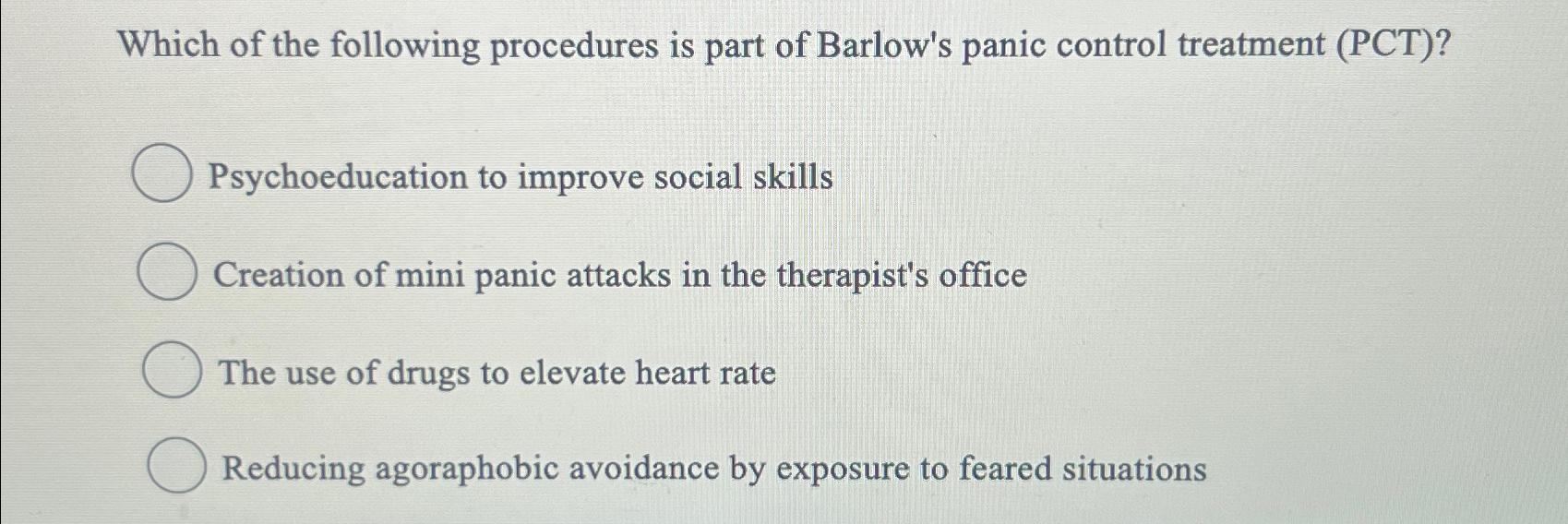 Solved Which of the following procedures is part of Barlow's | Chegg.com