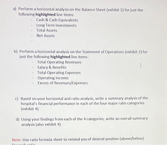 Solved a) Perform a horizontal analysis on the Balance Sheet | Chegg.com