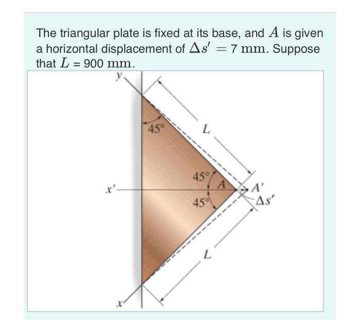 Solved The triangular plate is fixed at its base, and A is | Chegg.com