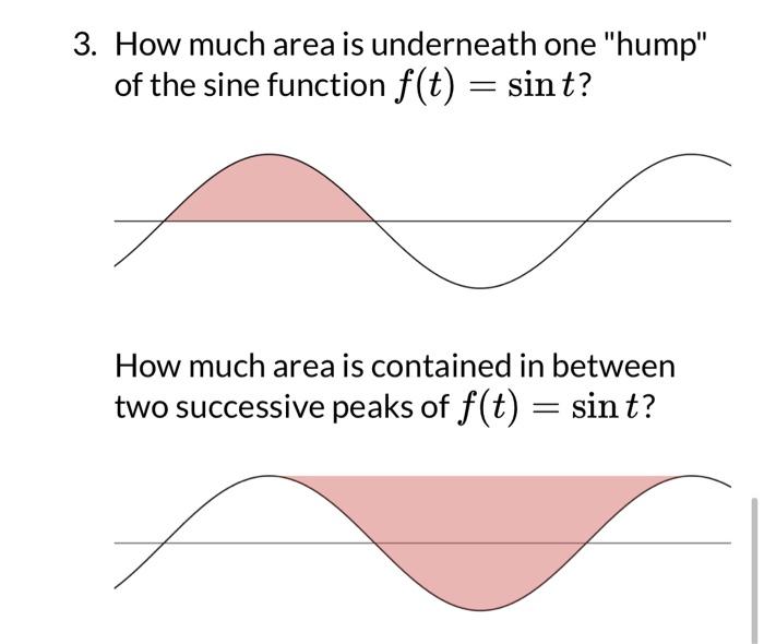 Solved 3. How much area is underneath one "hump" of the sine | Chegg.com