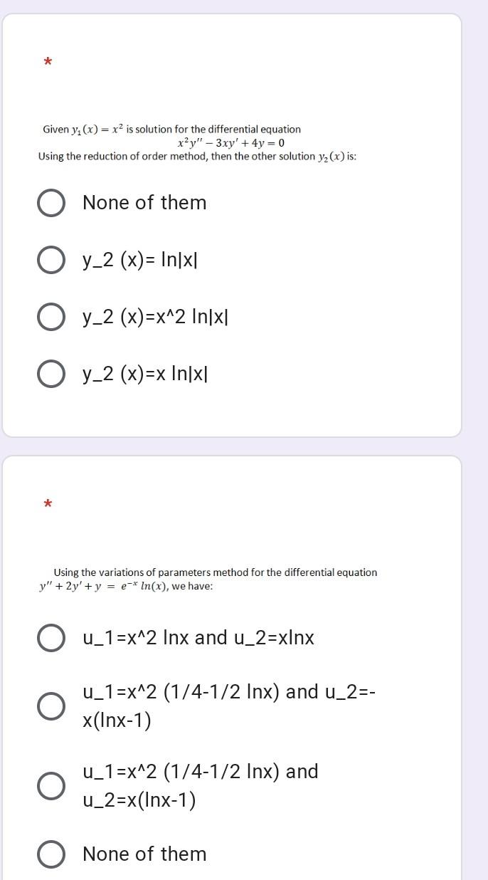 Solved * Given y(x) = x2 is solution for the differential | Chegg.com