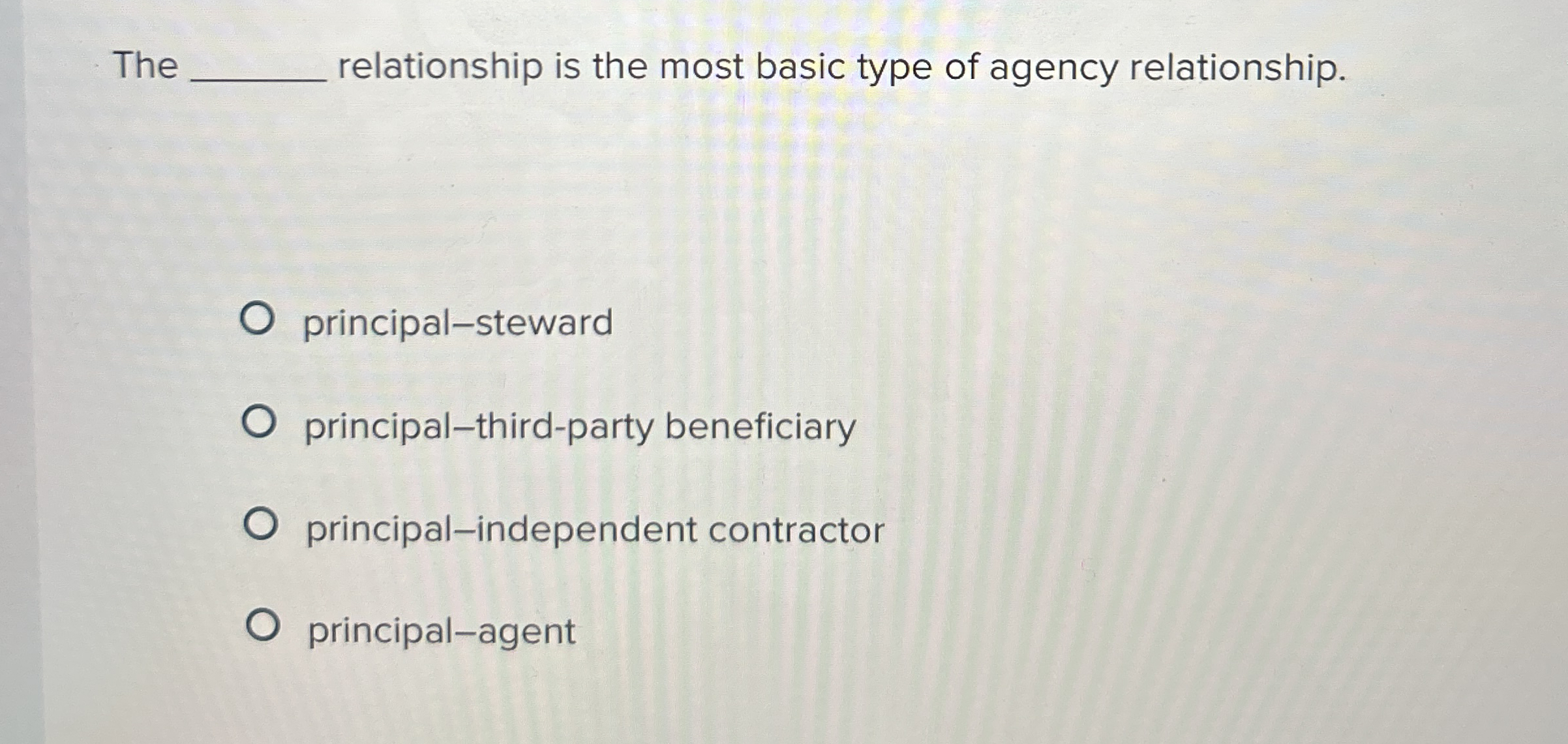 Solved The q, ﻿relationship is the most basic type of agency | Chegg.com