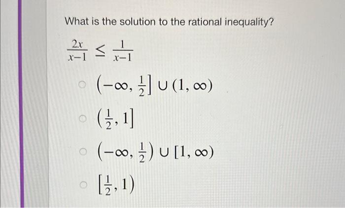Solved What is the solution to the rational inequality? | Chegg.com
