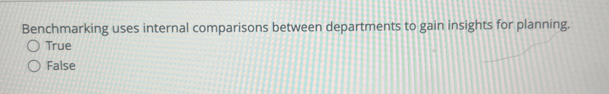 Solved Benchmarking uses internal comparisons between | Chegg.com