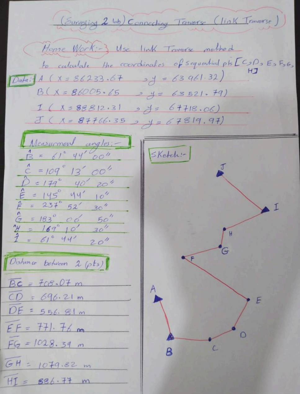 Solved н1 2 (Surveying 2 lub) Connecting Traverse (link | Chegg.com
