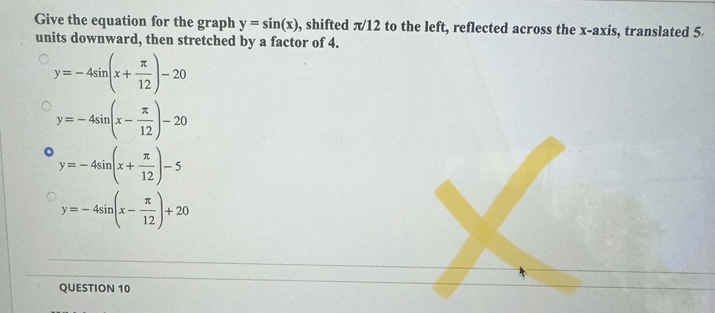 Solved Give the equation for the graph y=sin(x), ﻿shifted | Chegg.com