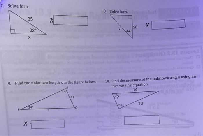 Solved 7. Solve for x. 8. Solve for x. 35 X 20 Х X 32 44 х | Chegg.com