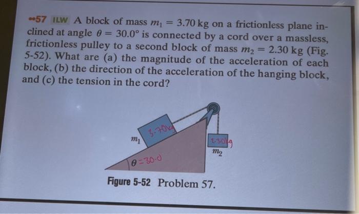 Solved o 57 ILW A block of mass m1=3.70 kg on a frictionless | Chegg.com