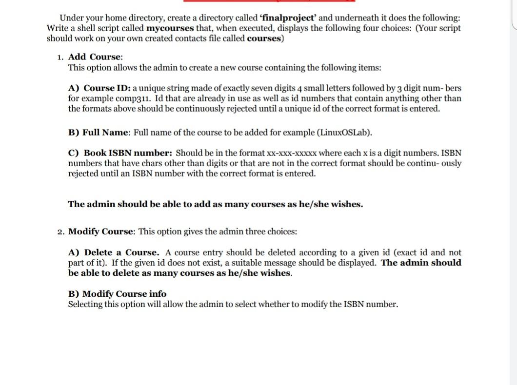 Solved Under your home directory, create a directory called | Chegg.com