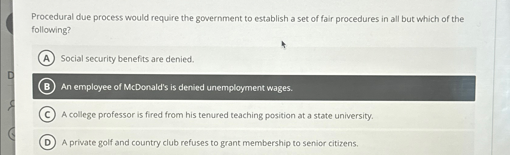 Solved Procedural due process would require the government | Chegg.com