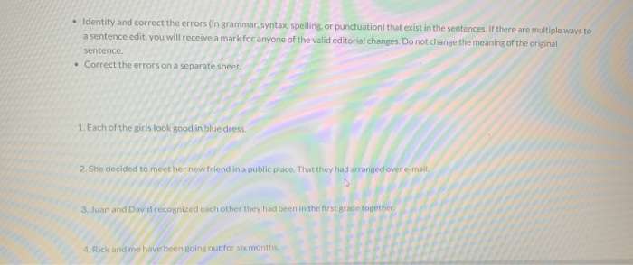 Identify and correct the errors (in grammar, | Chegg.com