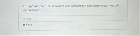 Solved In a Type I reaction. FceRs on mast cells, bind | Chegg.com