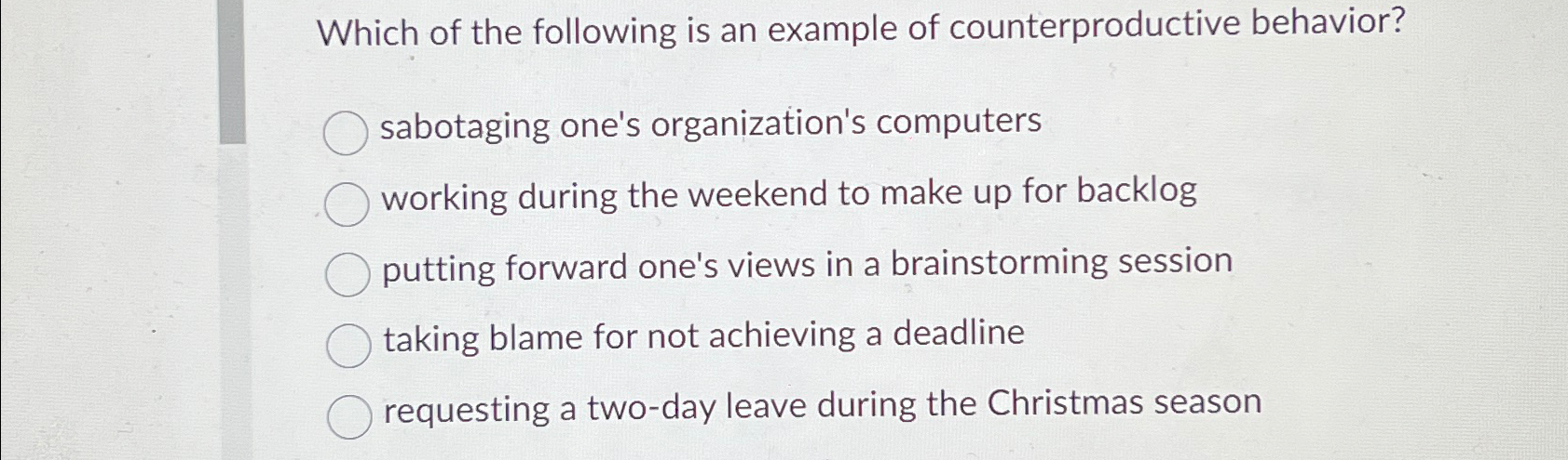 Solved Which of the following is an example of | Chegg.com