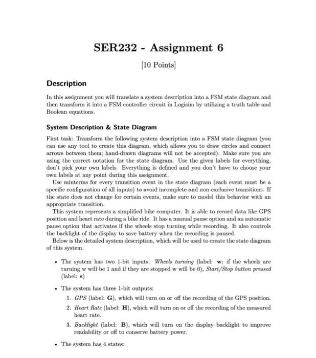 Solved SER232 - Assignment 6 [10 Points] Description In this | Chegg.com