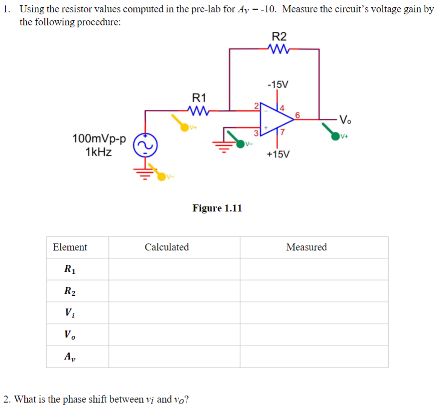 Solved Using the resistor values computed in the pre-lab for | Chegg.com
