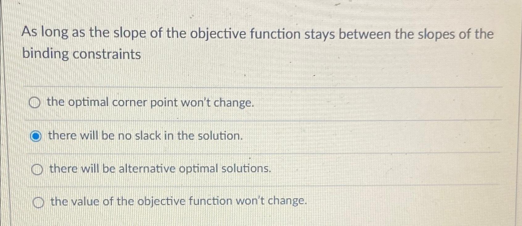 Solved As long as the slope of the objective function stays | Chegg.com