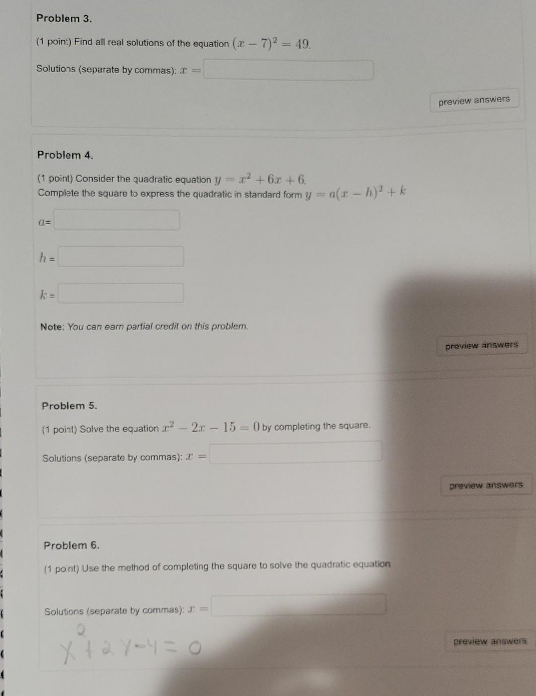 Solved ( ( ( ( Problem 3. (1 point) Find all real solutions | Chegg.com