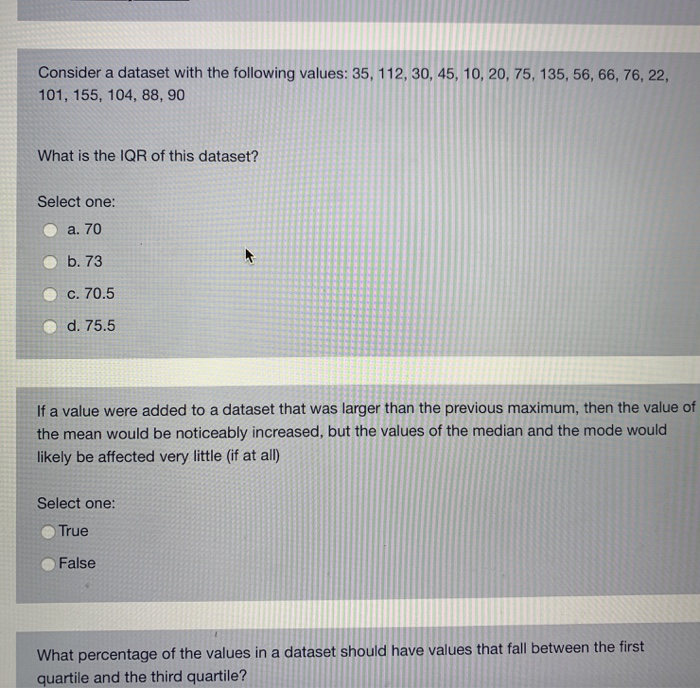 Solved Consider a dataset with the following values: 35, | Chegg.com