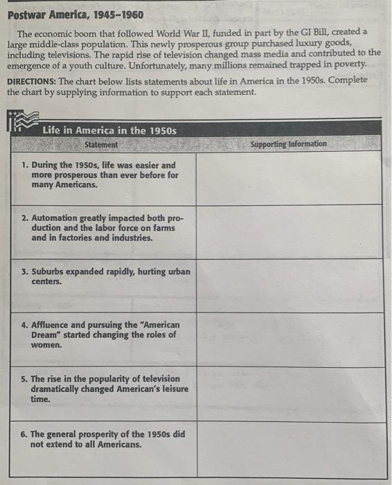 Postwar America, 1945−1960 The economic boom that | Chegg.com