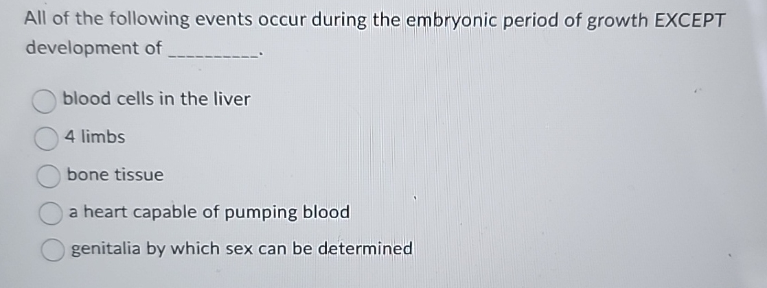 Solved All of the following events occur during the | Chegg.com