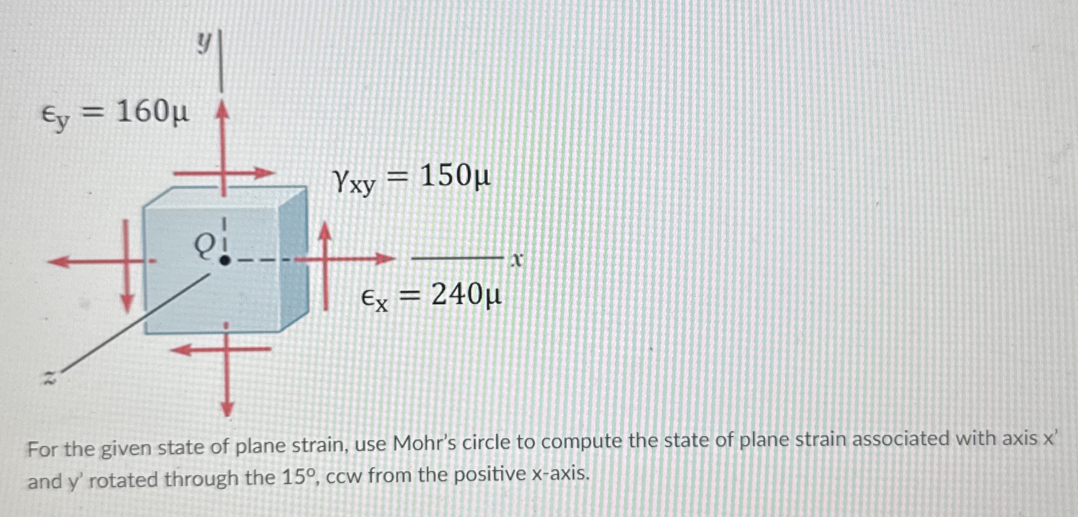 For the given state of plane strain, use Mohr's | Chegg.com