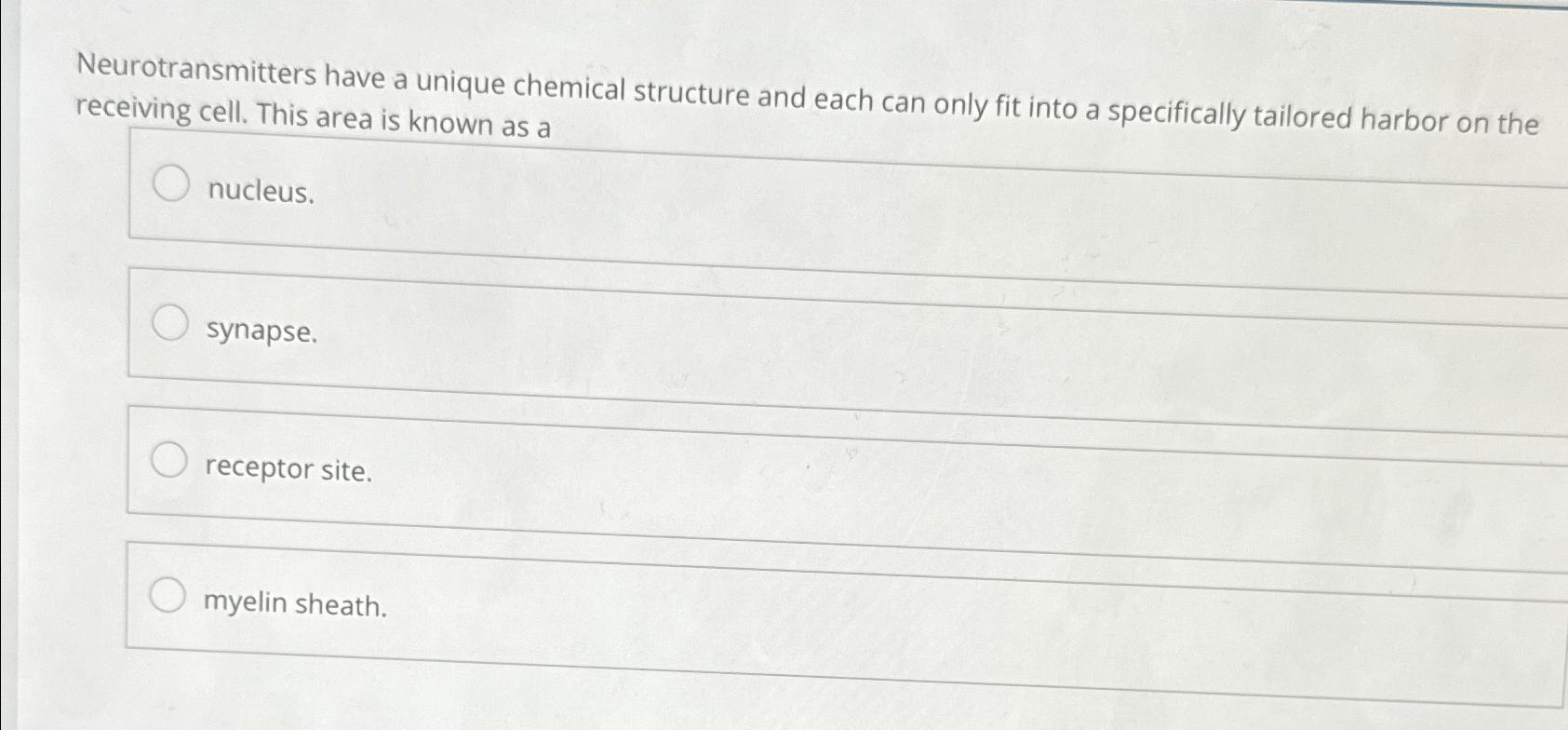 Solved Neurotransmitters have a unique chemical structure | Chegg.com