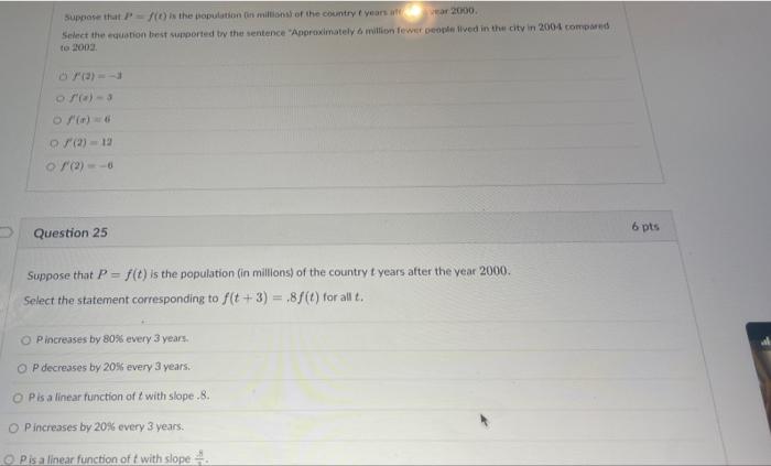 Solved to सon? f(2)=−3f(x)=3f(x)=4f(2)=12f(2)=−6 Question 25 | Chegg.com