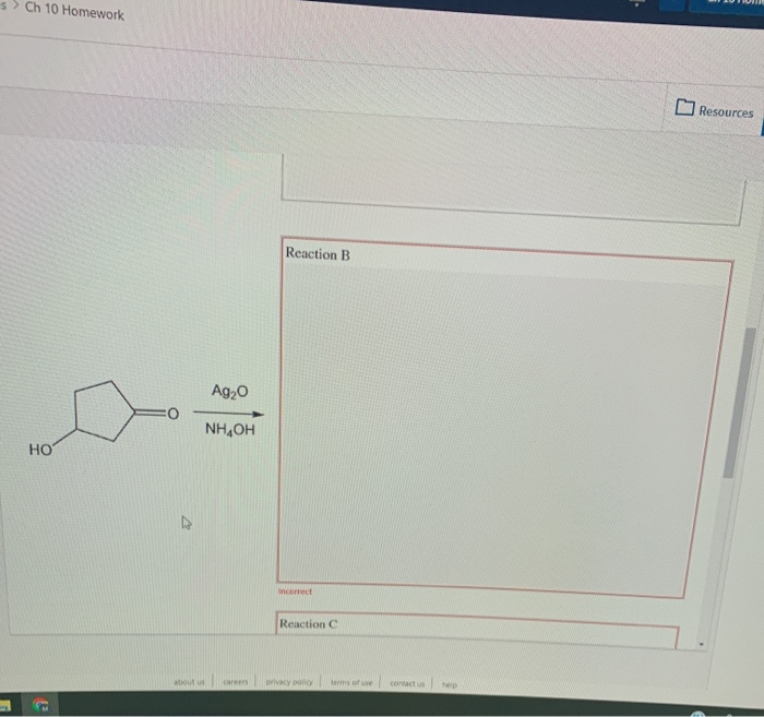 Solved s > Ch 10 Homework Resources Reaction B Ag20 NH4OH HO | Chegg.com