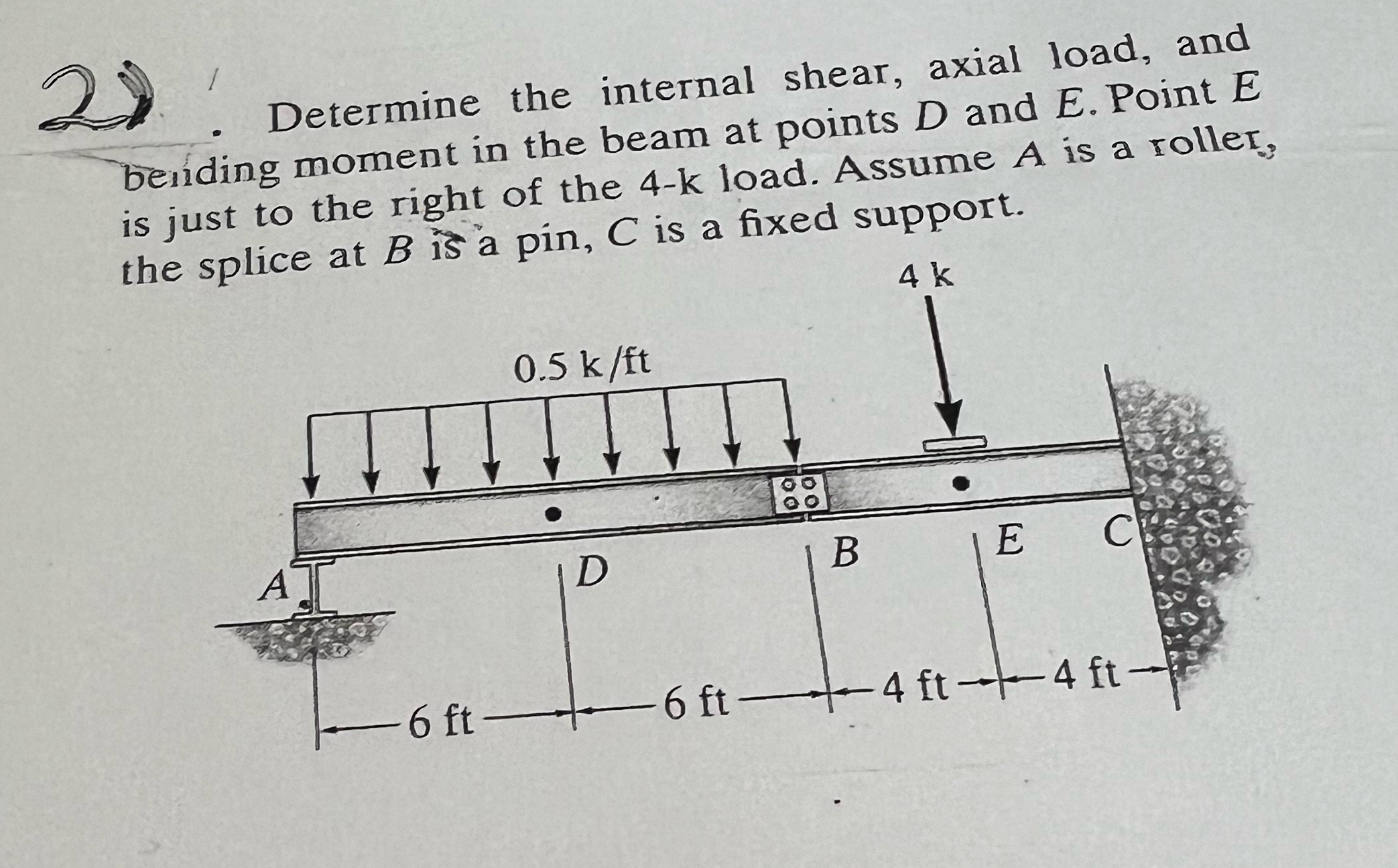 Solved 2.)Determine the internal shear, axial load, and | Chegg.com