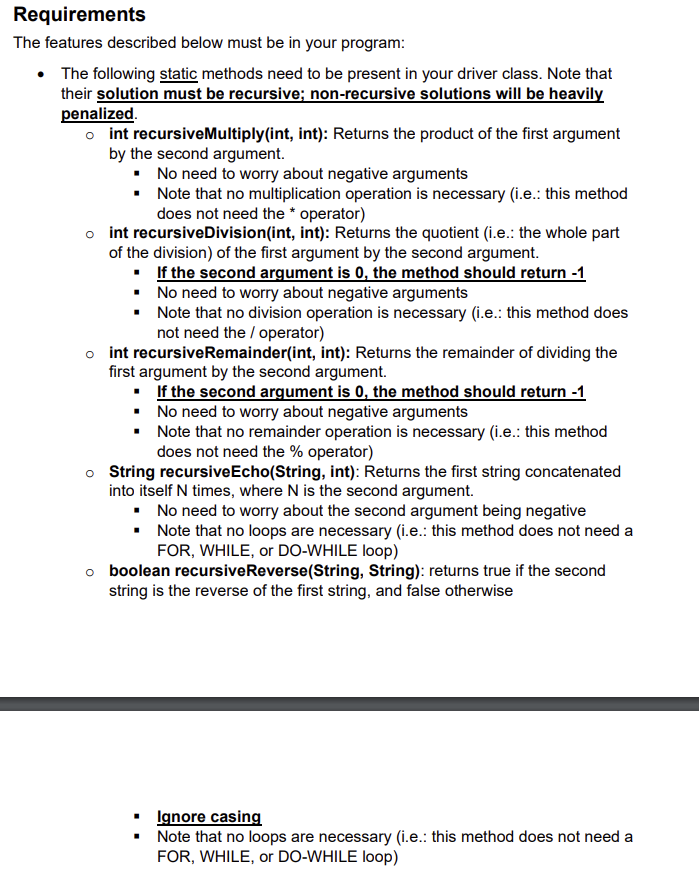 Solved Requirements The features described below must be in | Chegg.com