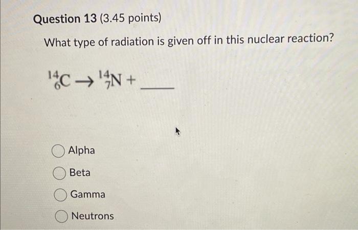Solved What type of radiation is given off in this nuclear | Chegg.com