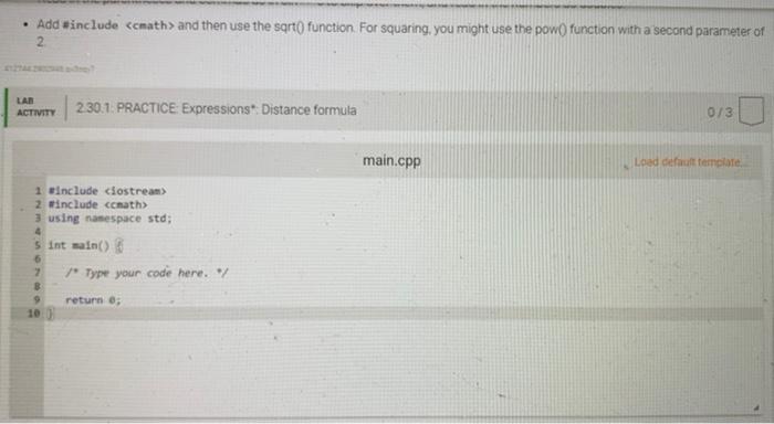 Solved 2.30 PRACTICE: Expressions*: Distance formula Map/GPS | Chegg.com
