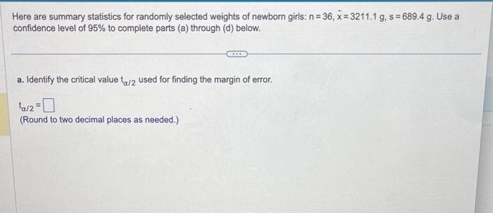Solved Here are summary statistics for randomly selected | Chegg.com