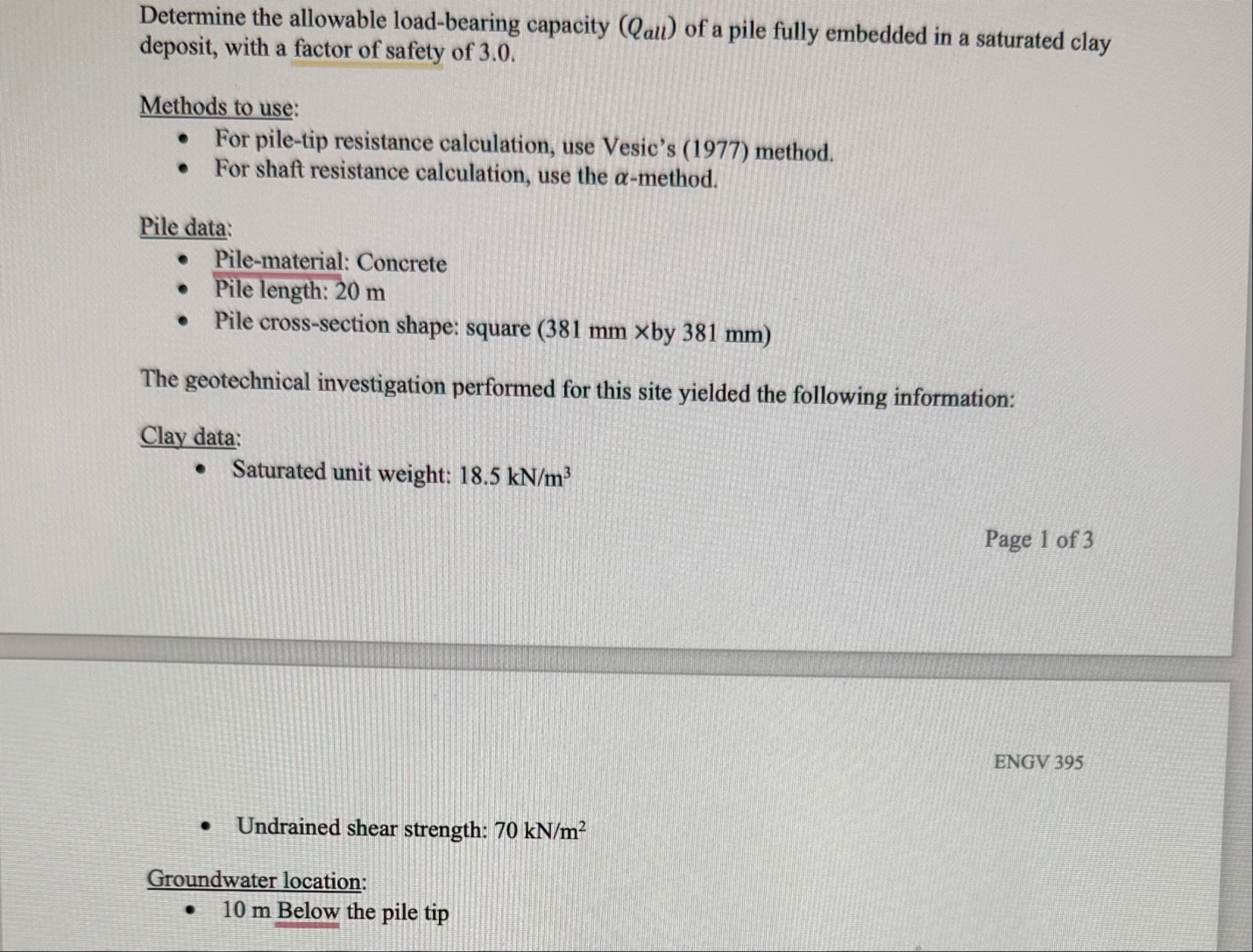 Solved Determine the allowable load-bearing capacity (Qall ) | Chegg.com