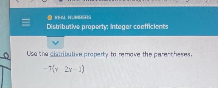 Solved REAL NUMBERS Distributive property: Integer | Chegg.com