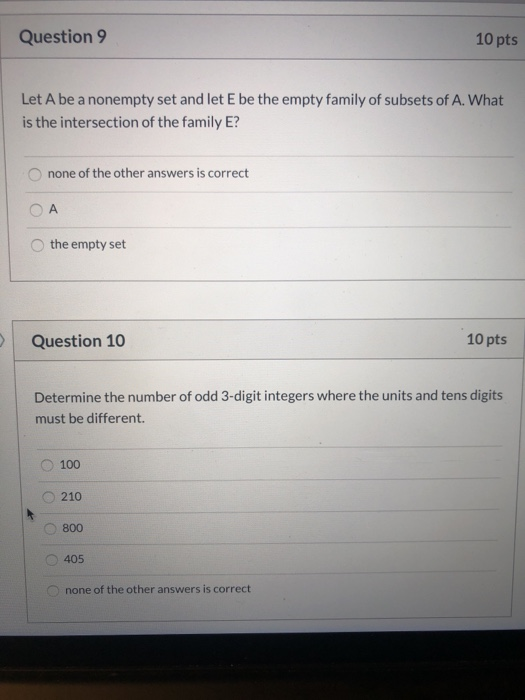 Solved Question 9 10 pts Let A be a nonempty set and let E | Chegg.com Solved Question 9 10 pts Let A be a nonempty set and let E | Chegg.com
