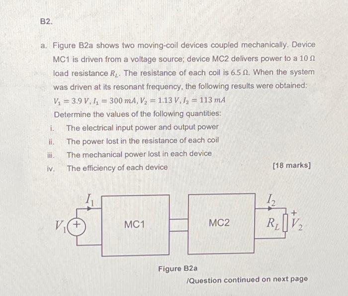Solved a. Figure B2a shows two moving-coil devices coupled | Chegg.com