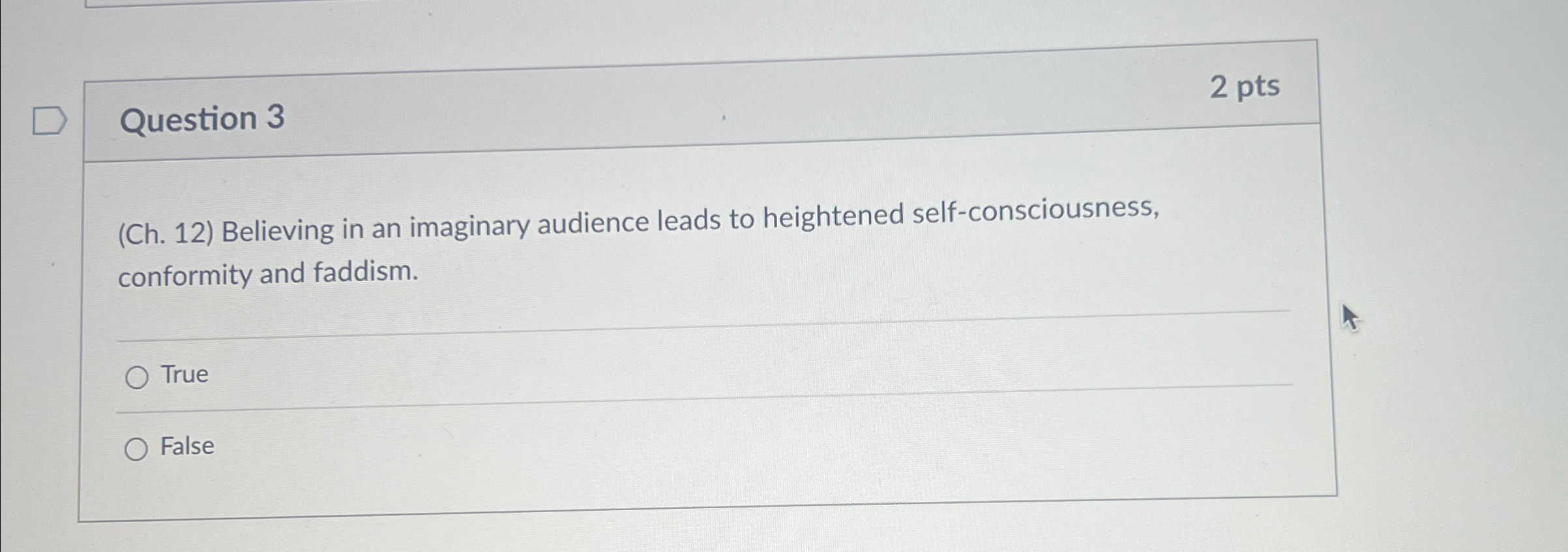 Solved Question 32 ﻿pts(Ch. 12) ﻿Believing in an imaginary | Chegg.com