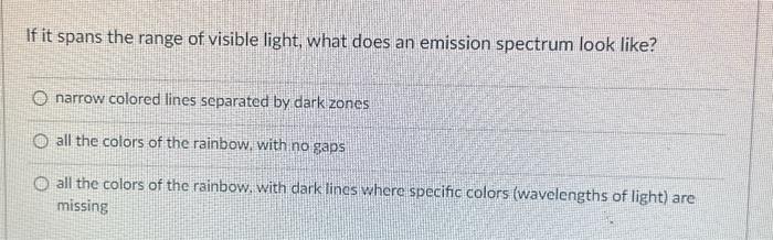 Solved If it spans the range of visible light, what does an | Chegg.com