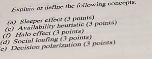 Solved Explain or define the following concepts. (a) Sleeper | Chegg.com