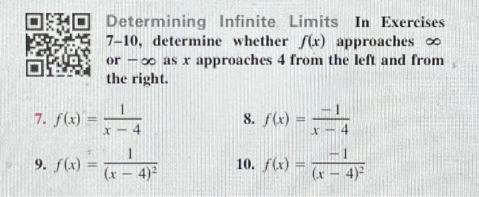 Solved Determining Infinite Limits In Exercises 7-10, | Chegg.com