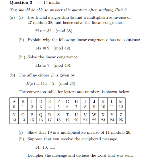 Solved Question 3 - 15 ﻿marksYou should be able to answer | Chegg.com