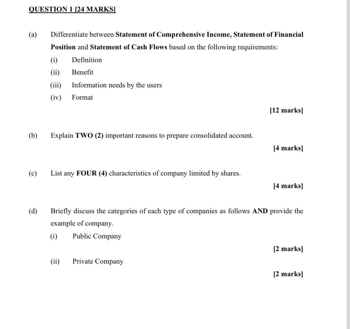 Solved QUESTION 1 [24 ﻿MARKS](a) ﻿Differentiate between | Chegg.com