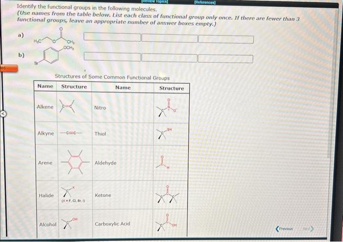 Solved Identify the functional groups in the following | Chegg.com