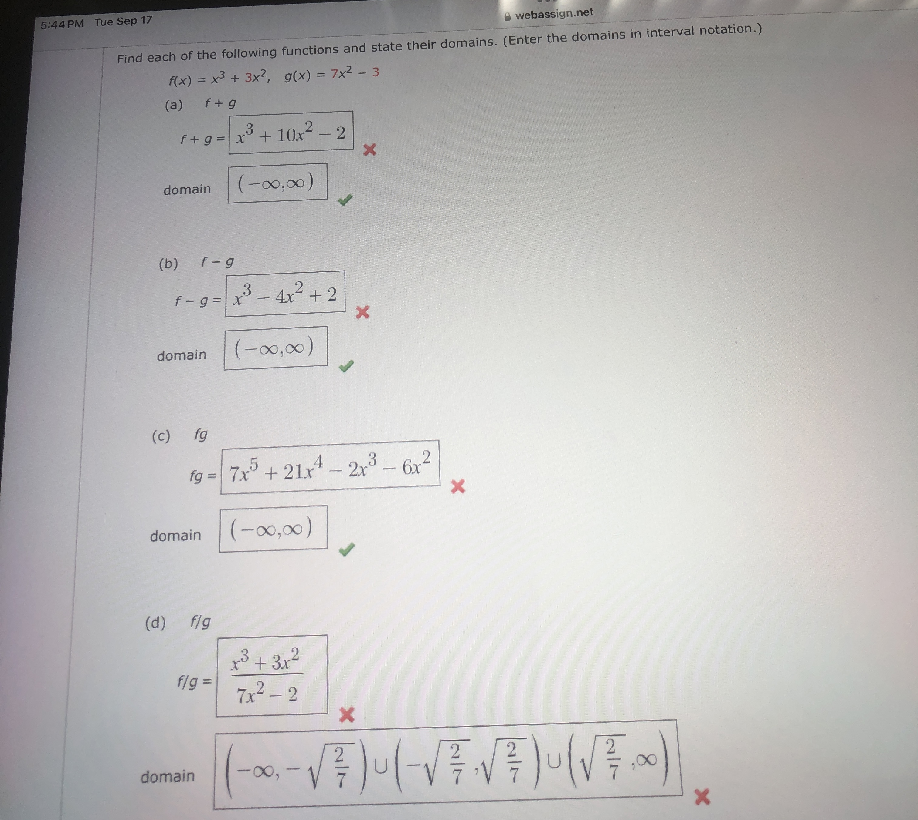 Solved Find each of the following functions and state their | Chegg.com