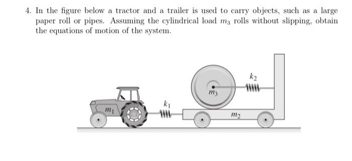 Solved 4. In the figure below a tractor and a trailer is | Chegg.com