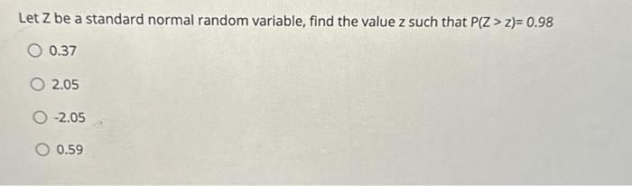 Solved Let Z be a standard normal random variable, find the | Chegg.com