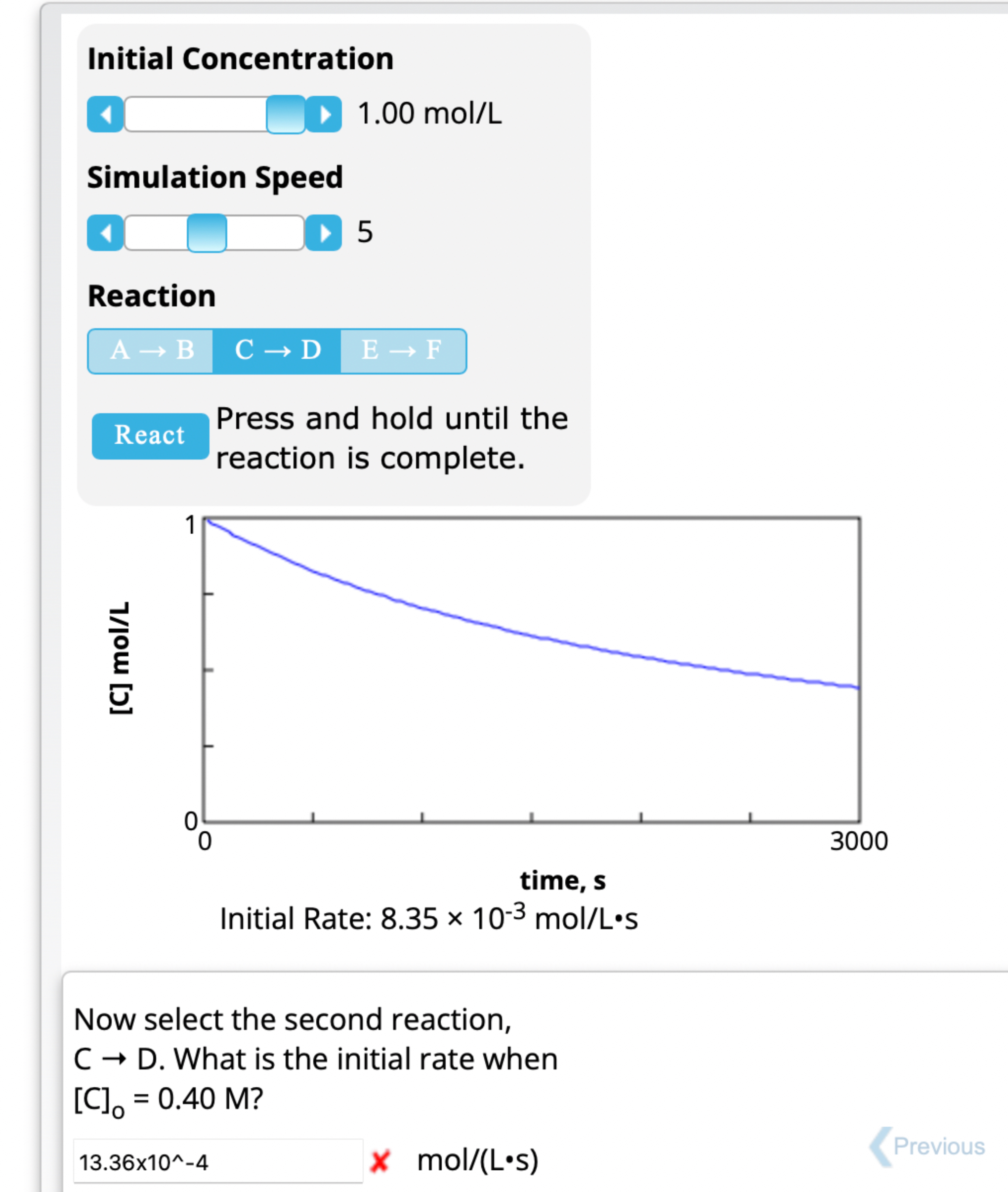 Solved Initial Concentration1.00molLSimulation | Chegg.com