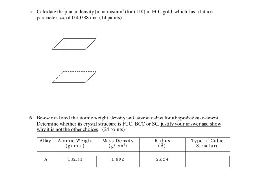 Solved BCC unit cell 4r FORMULAS: Theoretical density | Chegg.com