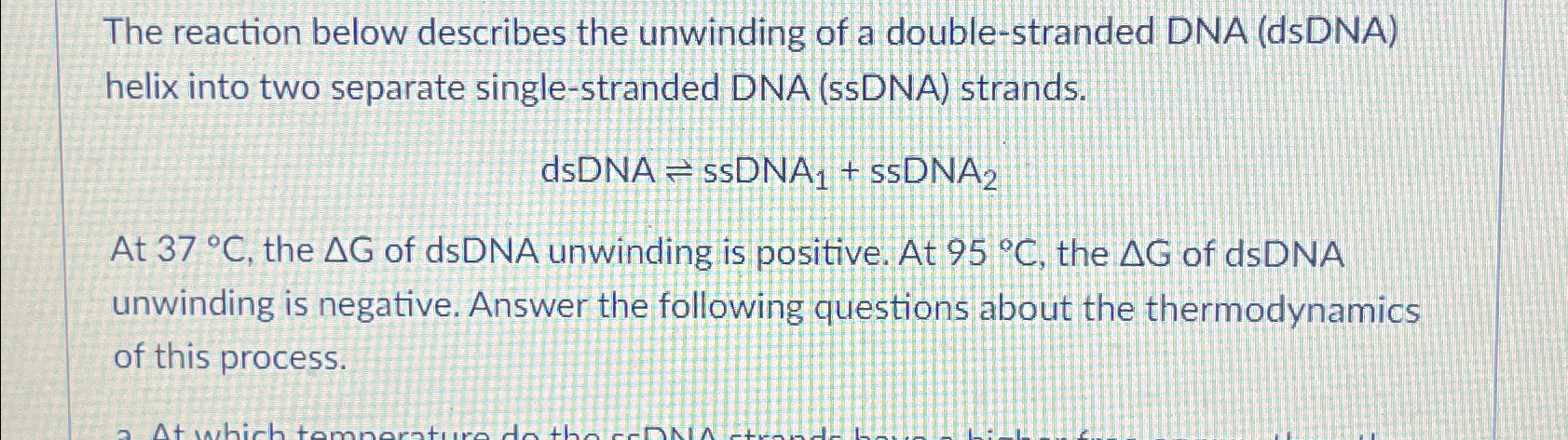 Solved The reaction below describes the unwinding of a | Chegg.com